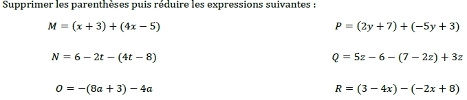 Exercices sur le calcul littéral série 6 en quatrième Exercices sur le calcul littéral série 6 en quatrième